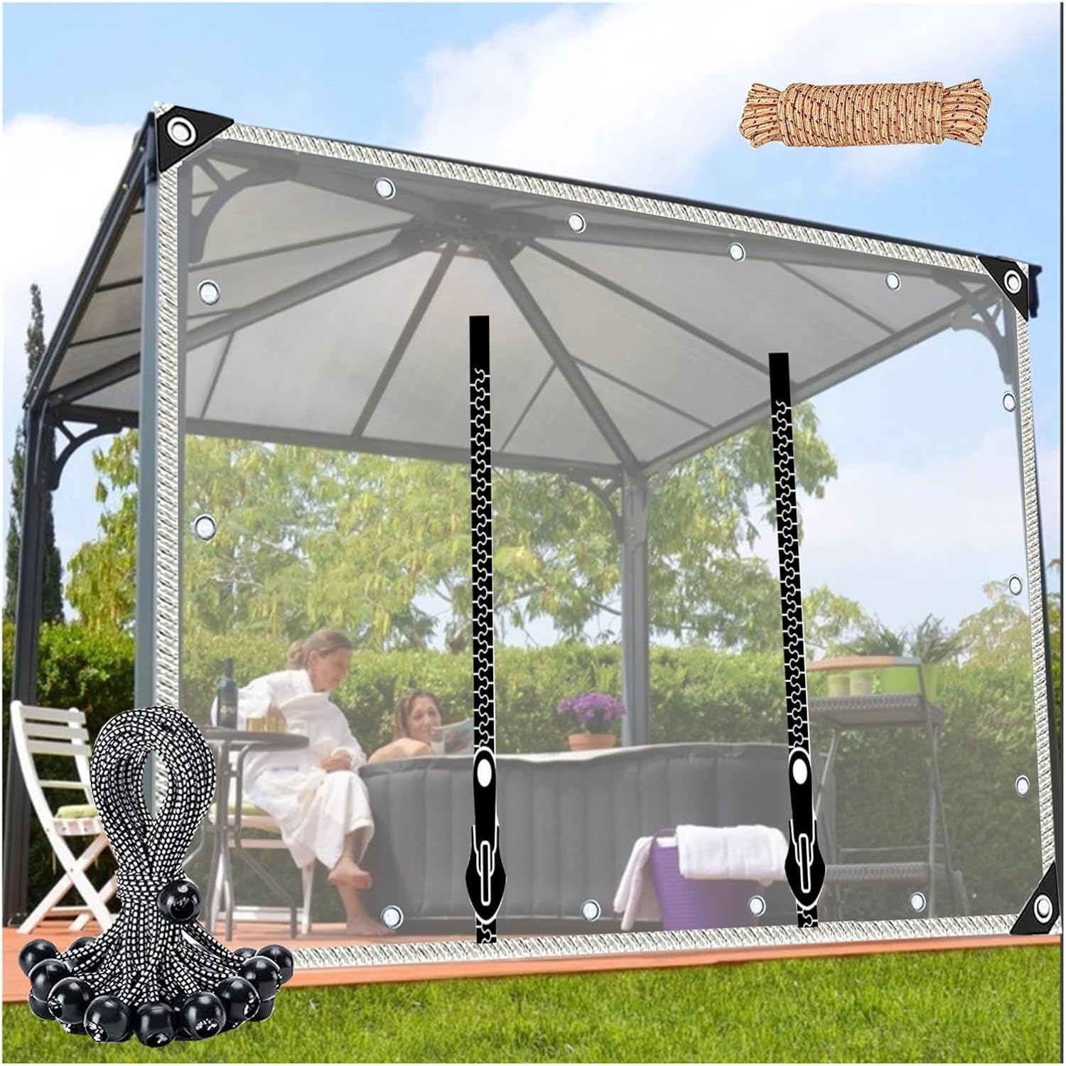 VXHCS PVC-Plane für Outdoor Planenvorhänge mit Reißverschlusstür, 0,5mm ...