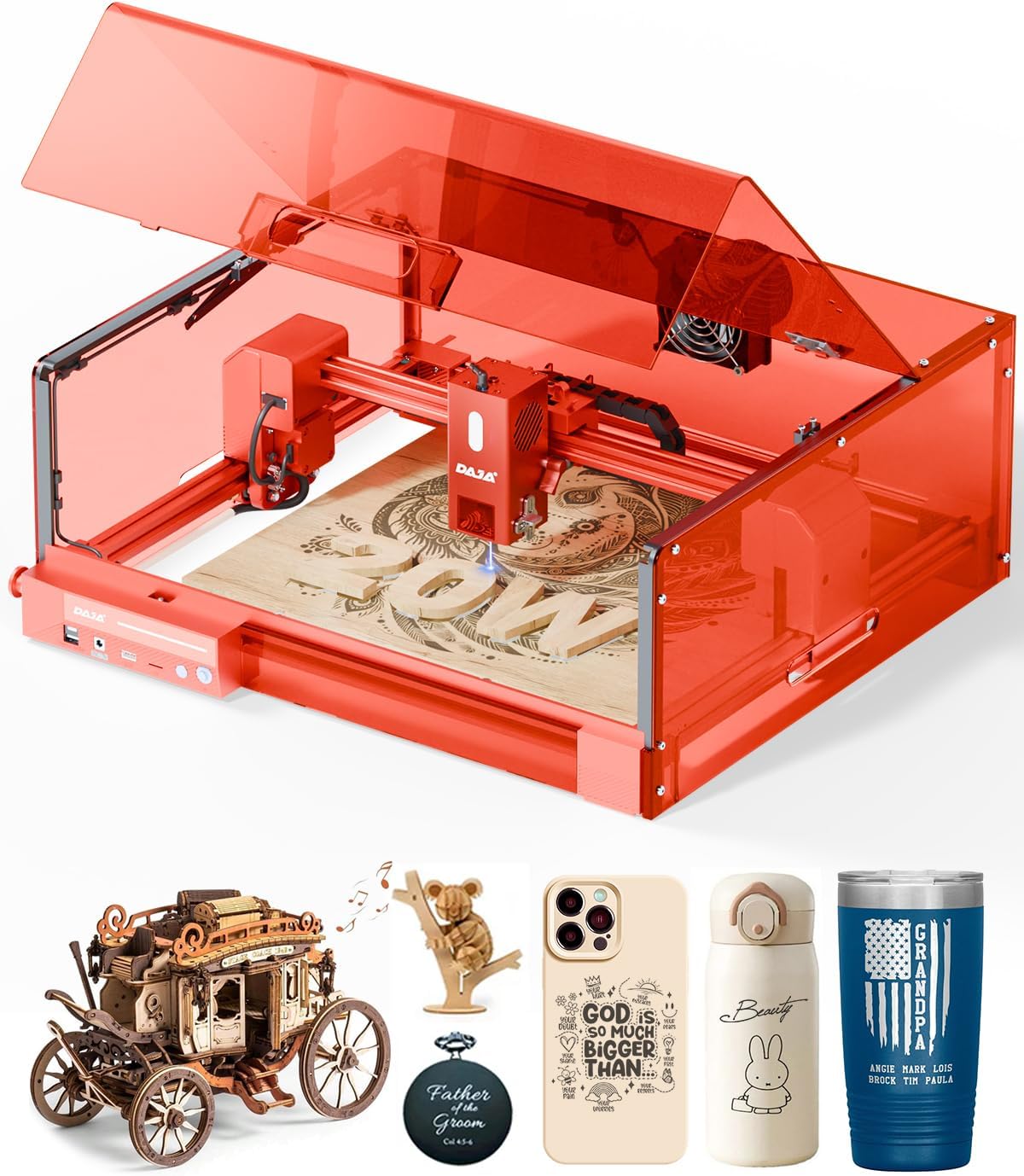 Amazon.com: DAJA A6 Pro 20W laser Engraver,Enclosed Laser Engraving and ...
