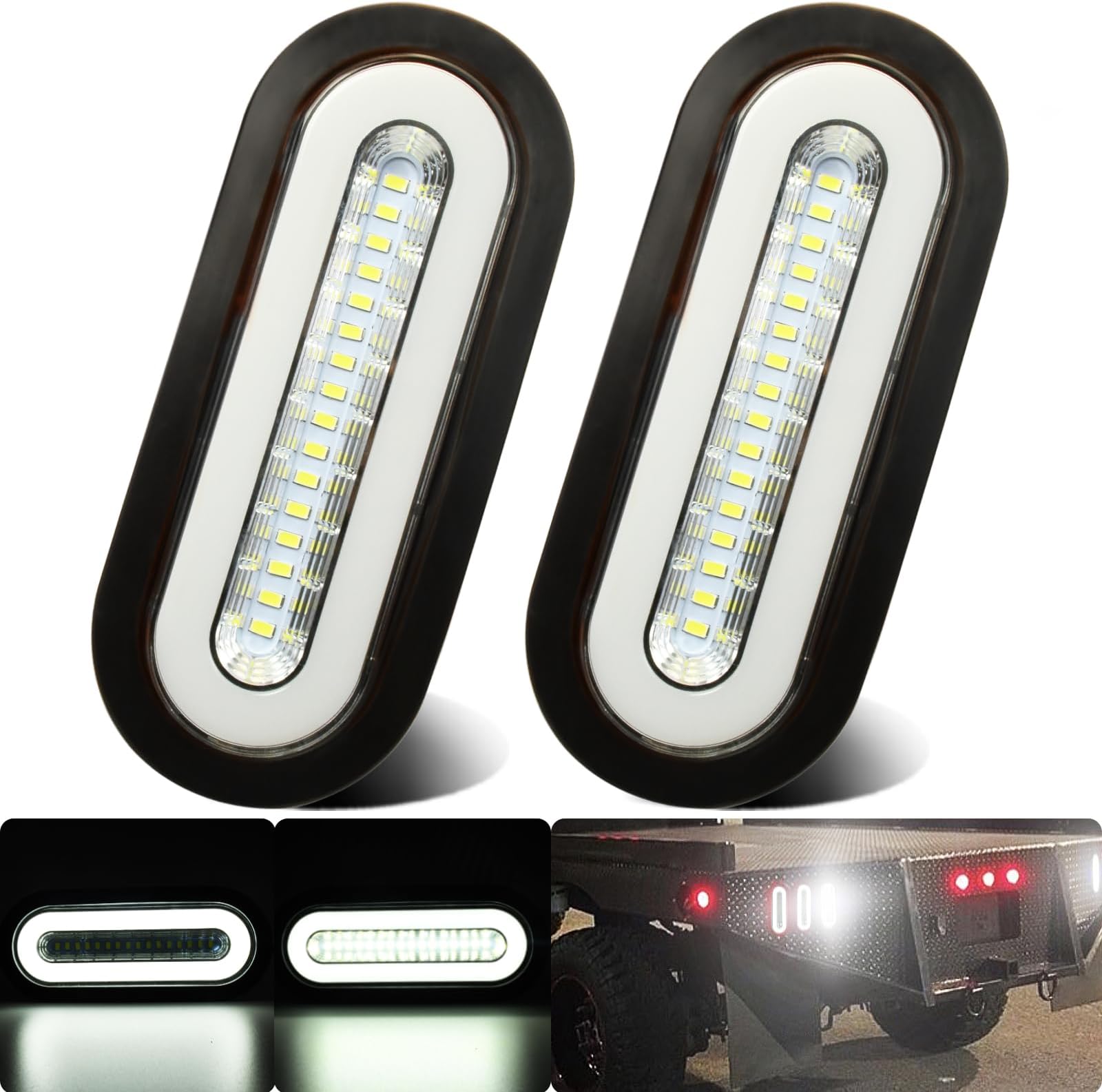 Amazon.com: WahMOTOTin 2Pcs 6" inch White 52 LEDs Oval LED Trailer Boat ...