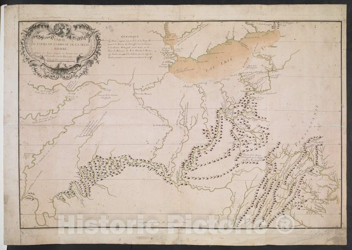 Amazon.com: Historical Map, c.1755 Carte DU Cours DE L'OHIO OU DE LA ...