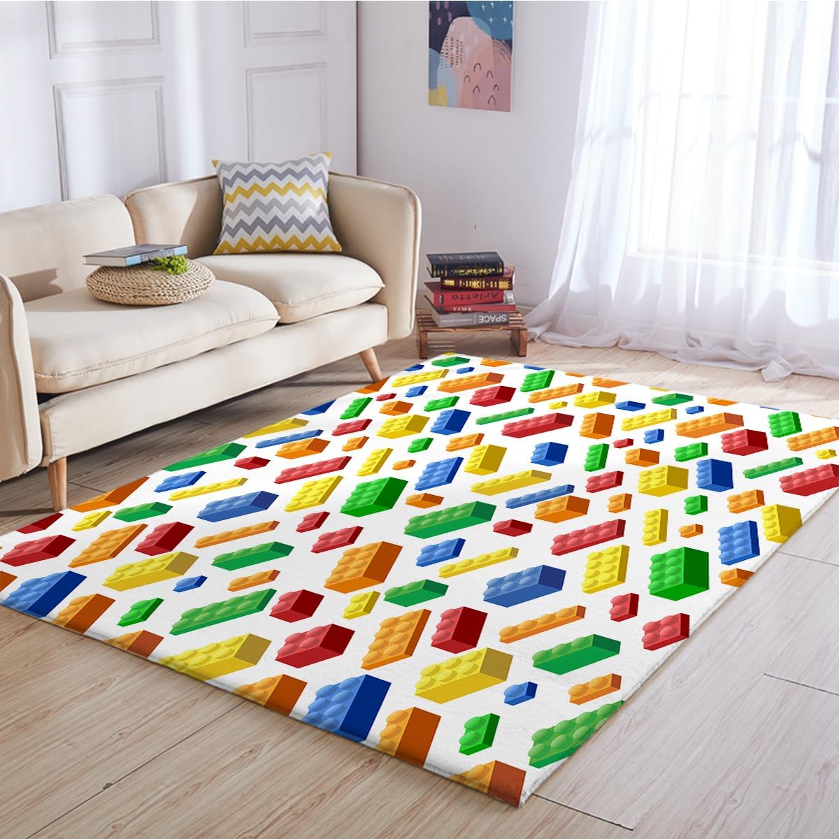 Amazon.com: BlessLiving Colorful Toy Area Rug Soft 3D Building Blocks ...