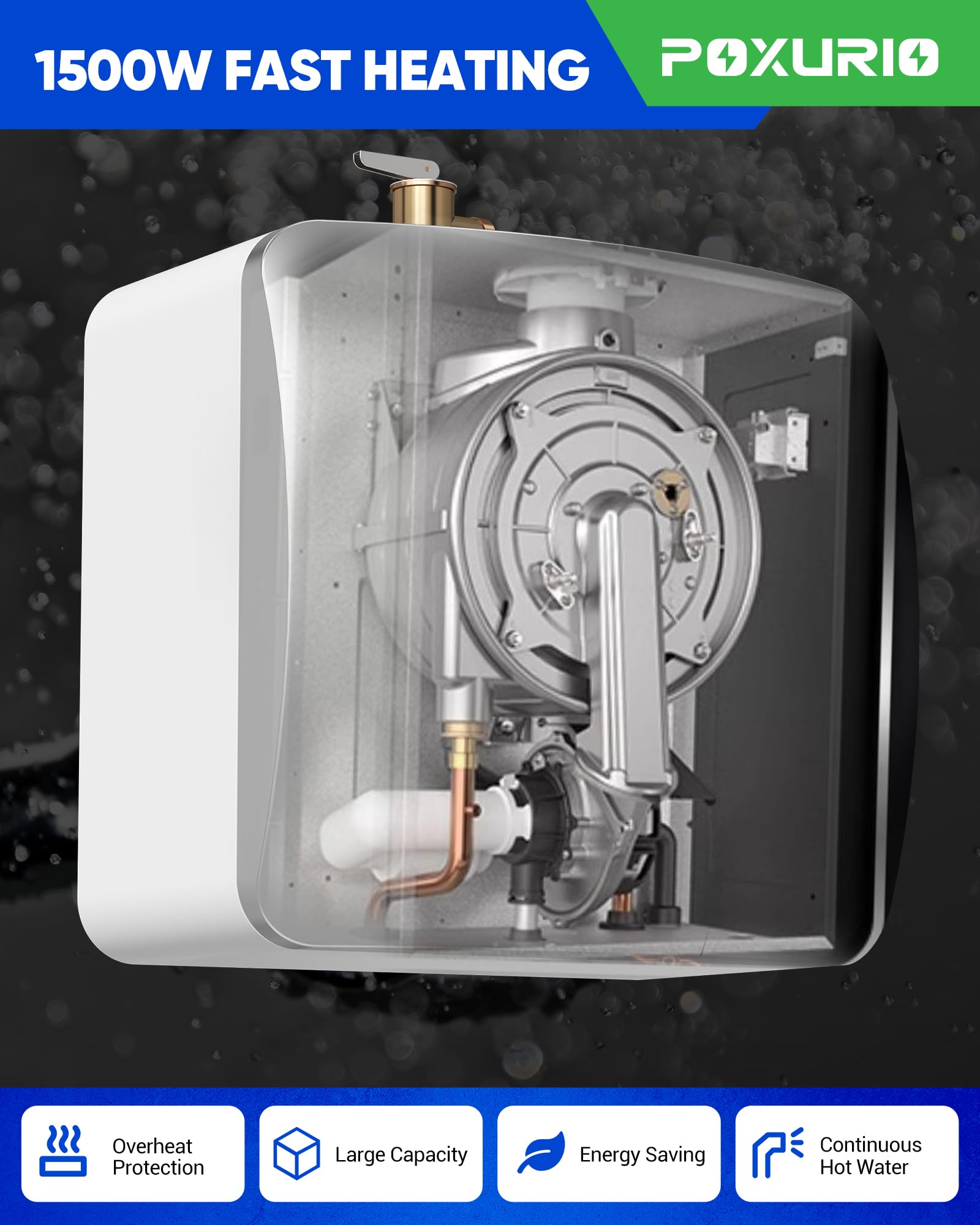 Snapklik.com : RV Water Heater, 2.6 Gallon 1500W Mini Tank Water Heater ...