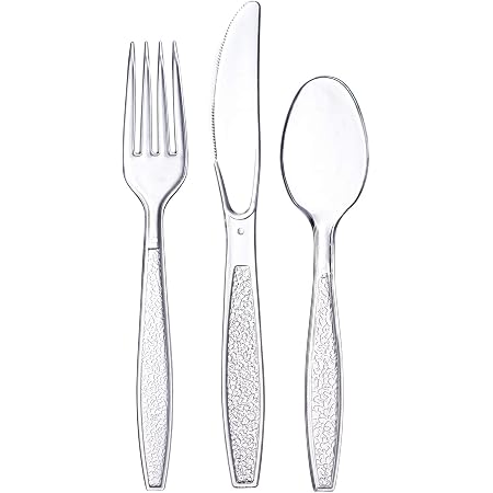Amazon.com: Plasticpro Clear Heavyweight Disposable Plastic Silverware ...