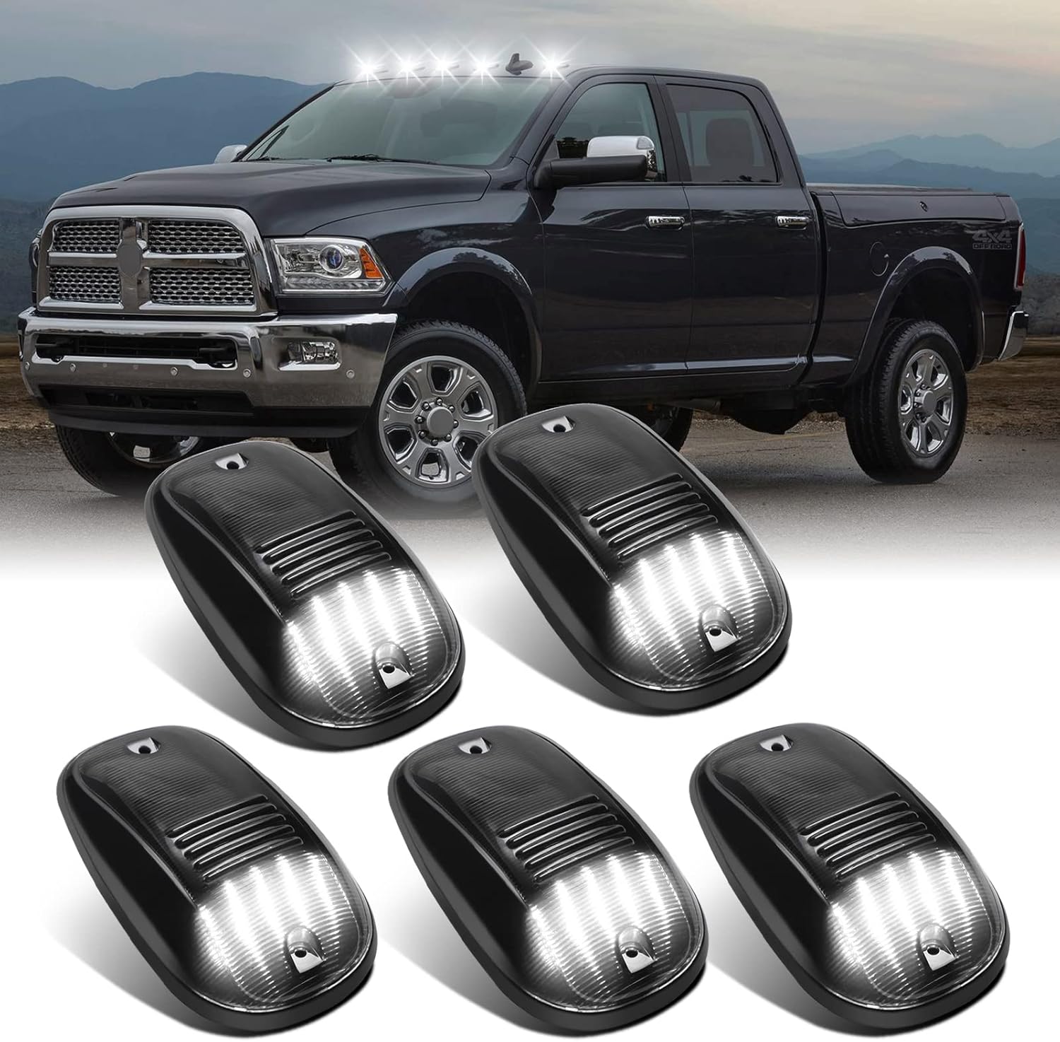 Amazon.com: SHINEFIT 5PCS Smoke LED Cab Light White Top Roof Running ...