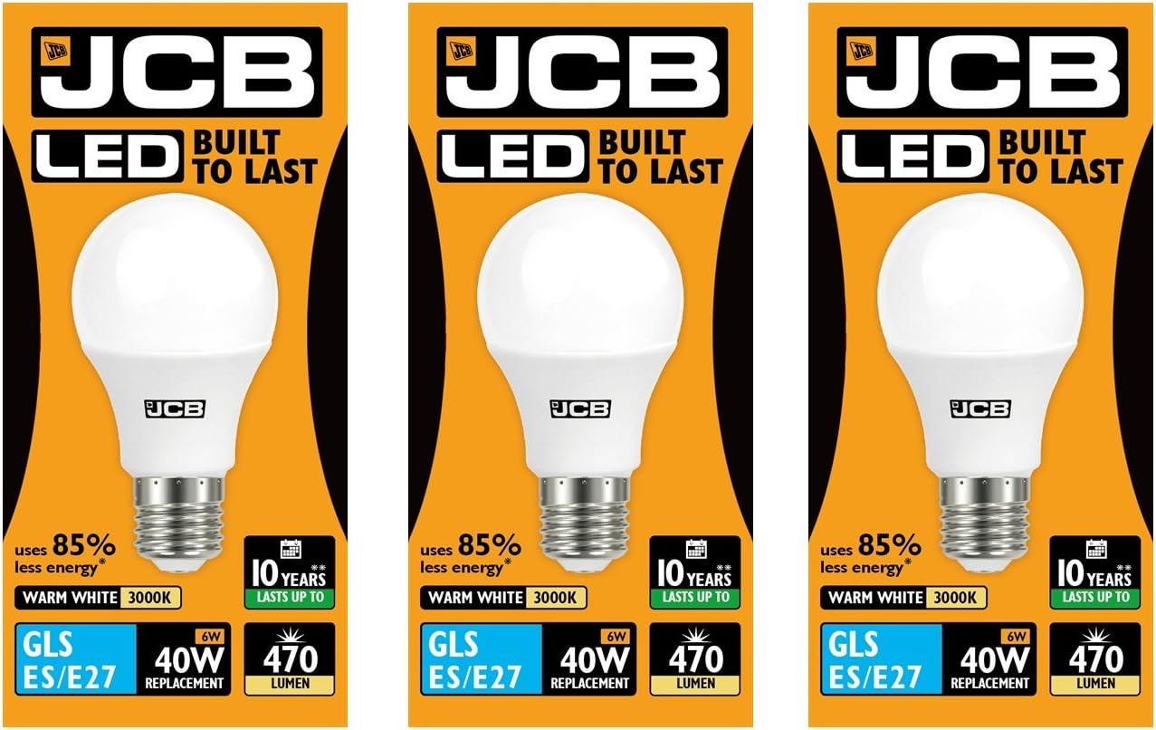 JCB LED GLS Bulbs (6w=40w 10w=60w 15w=100W) LAMP BC B22 ES E27 3000k ...