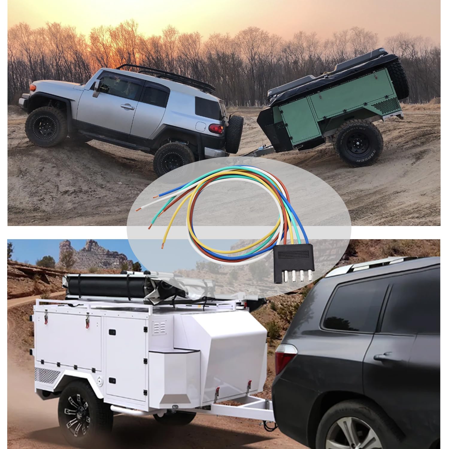 Snapklik.com : Ruibapa 22 Inch 5-Way 5 Prong Flat Trailer Wiring ...