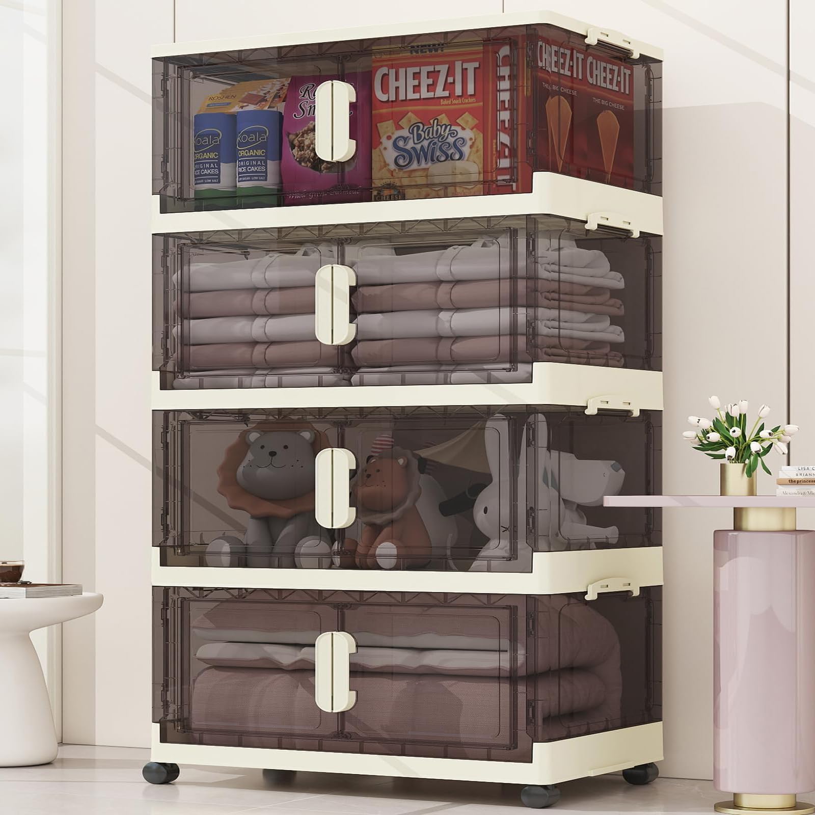 Amazon.com - Burbell 2 Pcs Foldable Camping Storage Bins with Lids Wood ...