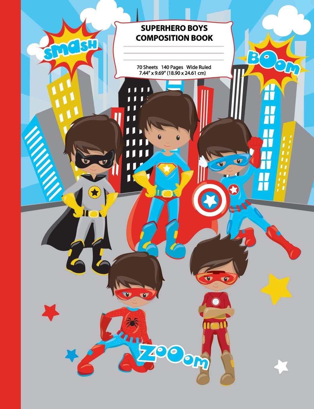 Superhero Boys Composition Book: Wide Ruled Notebook - Superhero Boys ...