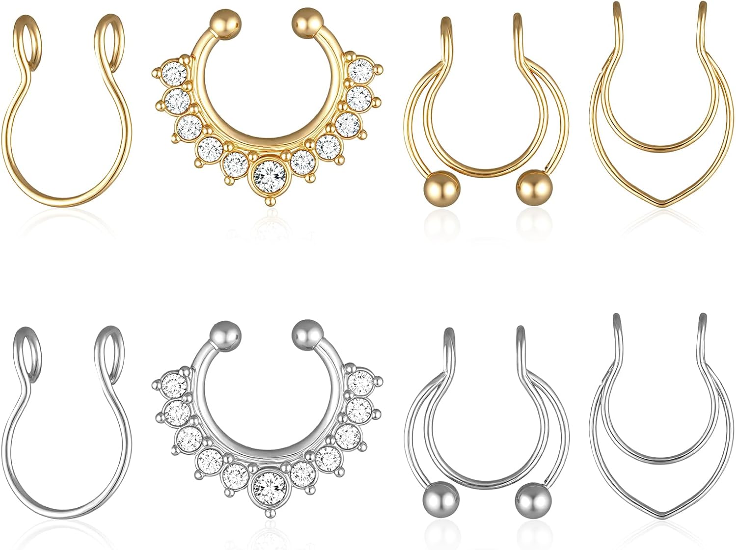 Amazon.com: Styquenzer Fake Septum Ring, 8 Pcs Fake Nose Ring Stainless ...