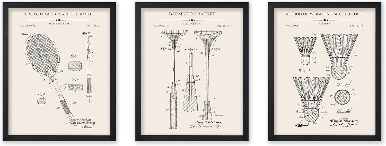 Amazon.com: Poster Master 3-Piece Sports Blueprint Poster - Tennis ...