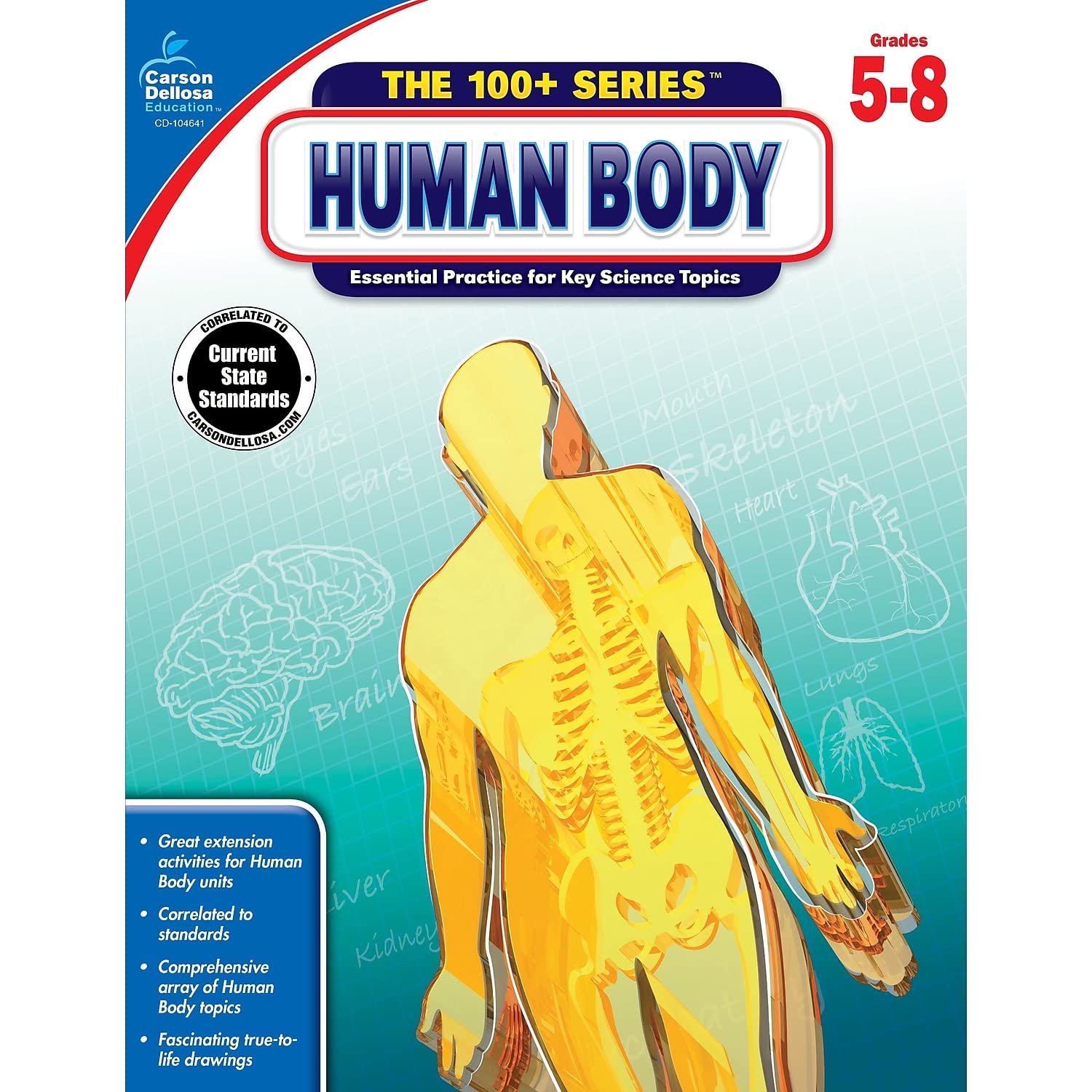 Carson Dellosa The 100+ Series: Human Body Workbook―Grades 5-8 Science ...
