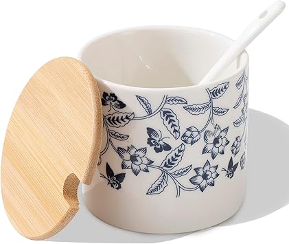 Amazon.com: TreaHome Salt Cellar with Lid and Spoon, 9oz Salt ...