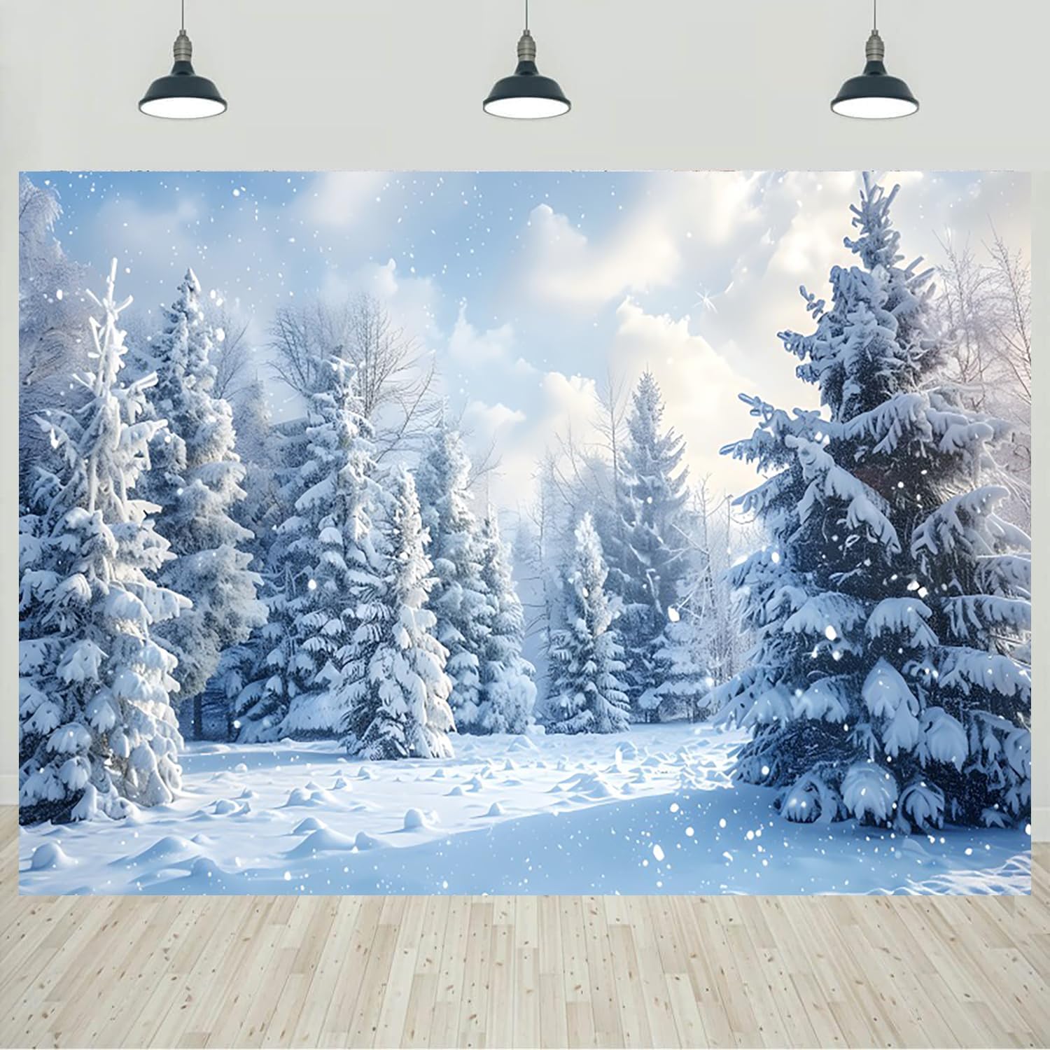 Amazon.com : 7x5ft Winter Forest Backdrop Wintry Snow Scenery White ...