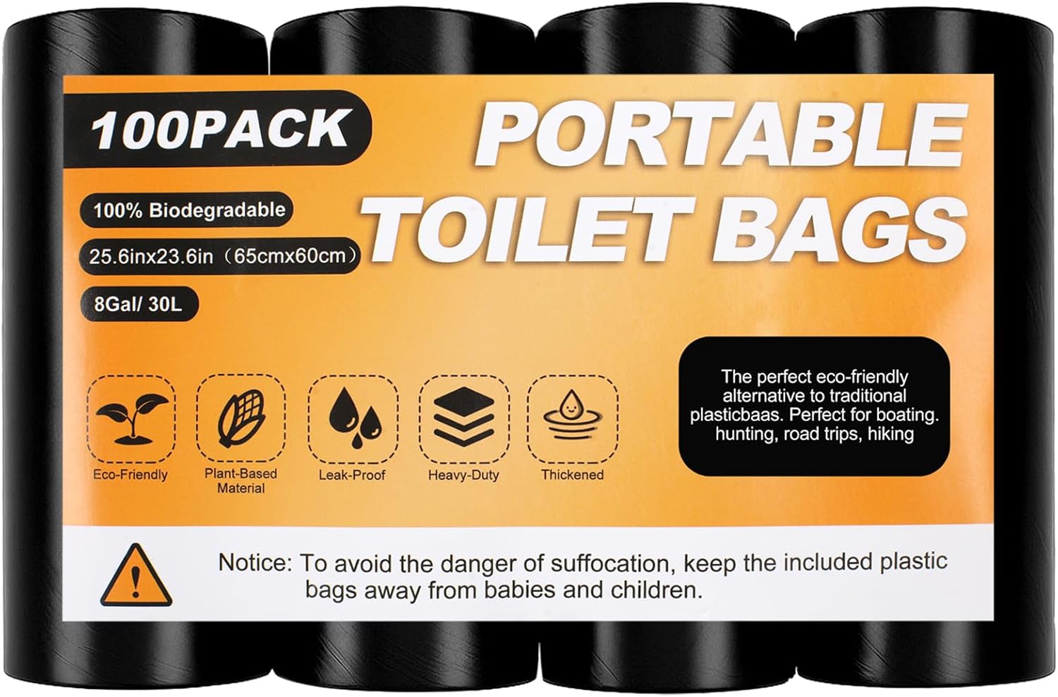 Amazon.com : HXSEMAYIG 100 Portable Camping Toilet Bags, Biodegradable ...