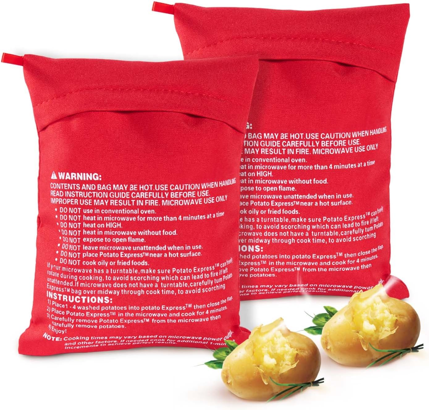 Amazon.com: 4-Pack Baked Potato Microwave Bag - Reusable Pouch and ...