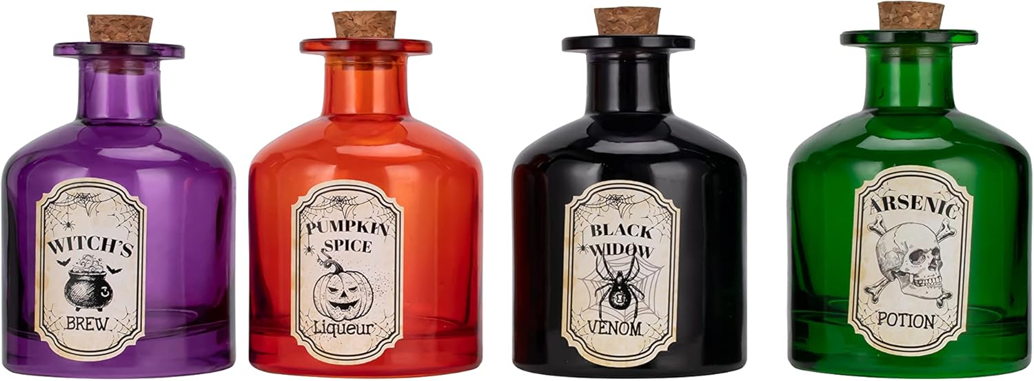 Amazon.com: Glass Potion Bottles with Cork - Magic Halloween ...