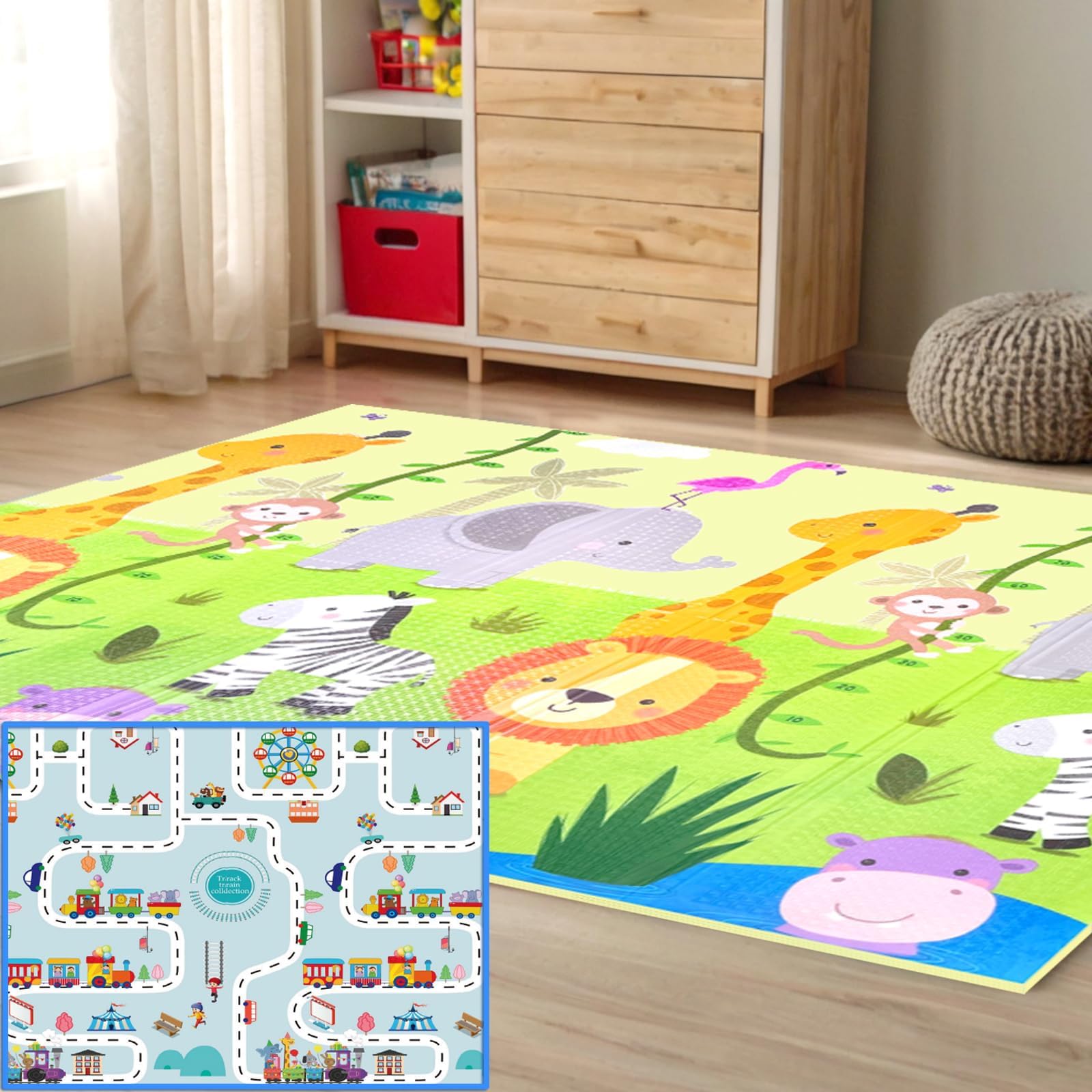 Amazon.com : Baby Play Mat 79" X 71",Reversible Waterproof Foldable ...
