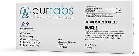 Amazon.com: PurTabs 334mg Sanitizer Tablets, NSF D2 Certified, Food ...