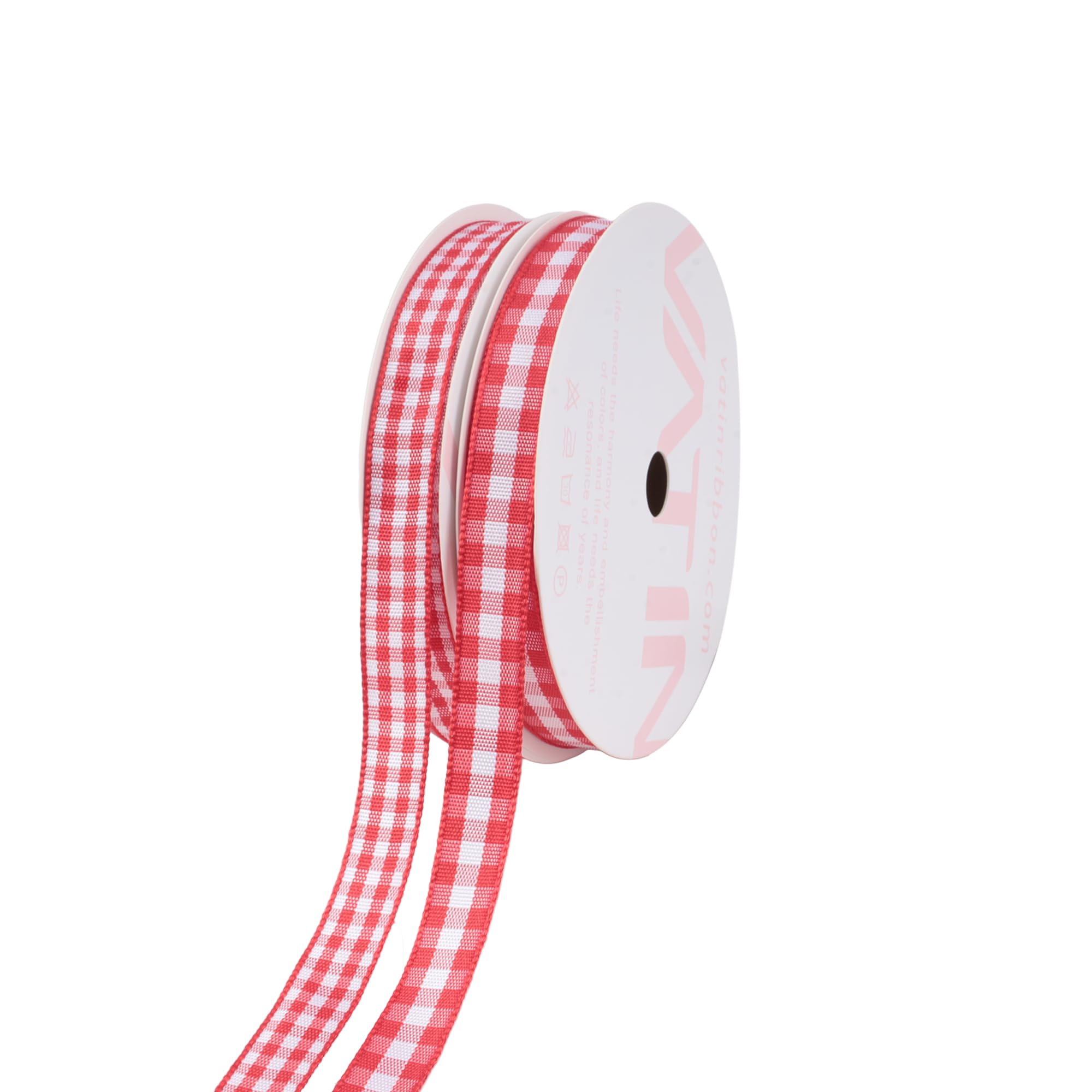 Amazon.com: VATIN 2 Rolls Red and White Gingham Ribbon Set, Total ...
