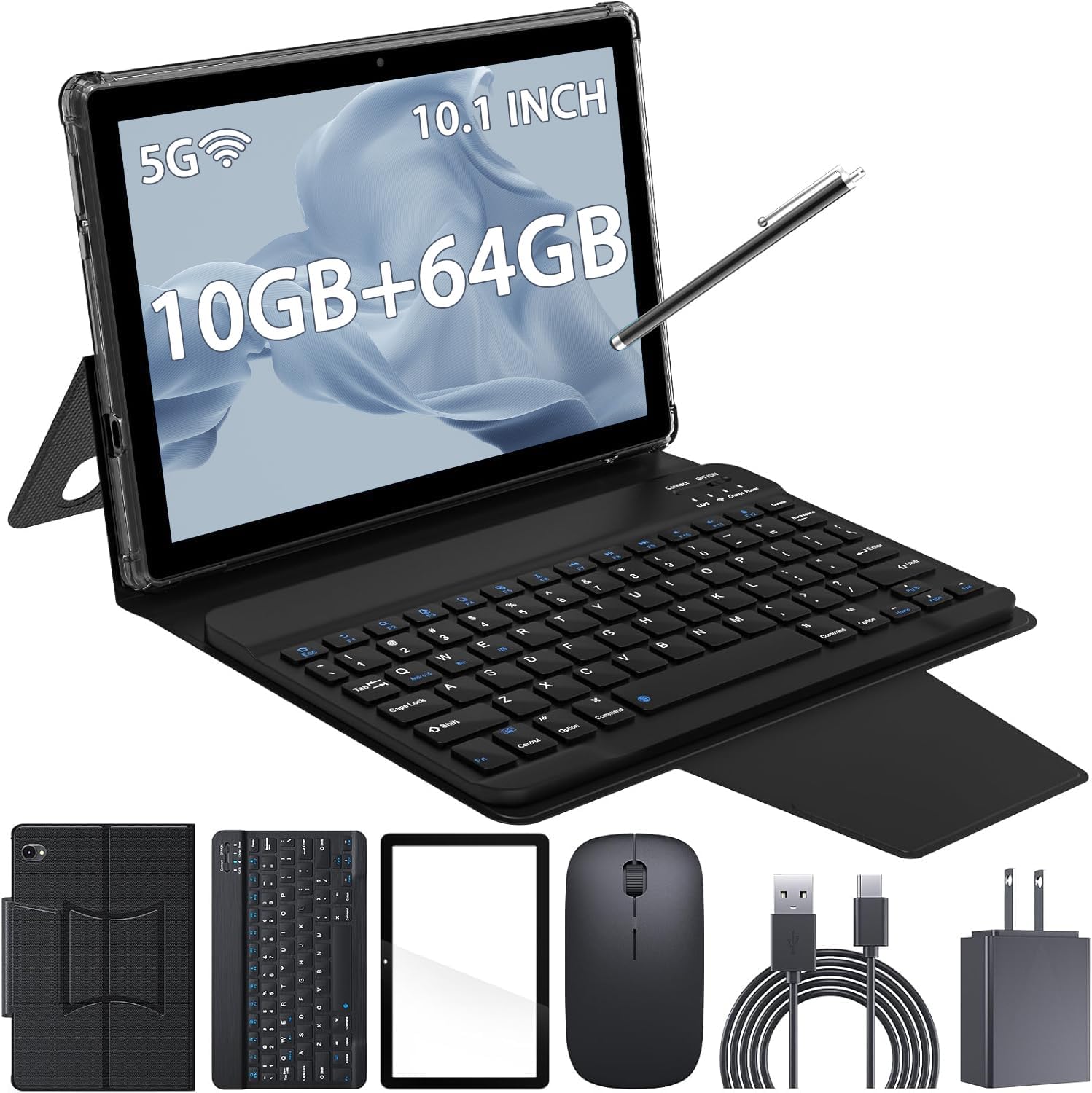 Tablet 2 en 1 de 10 pulgadas, Android 12 tabletas con teclado, 10 GB de ...