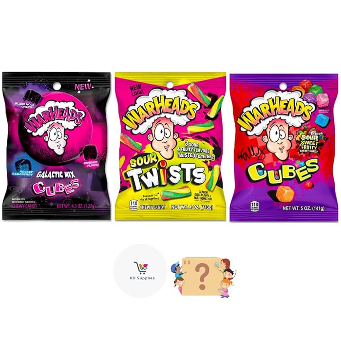Buy Warheads Sour and Fruity Chewy Candy Peg Bags (Pack of 3) + BONUS ...