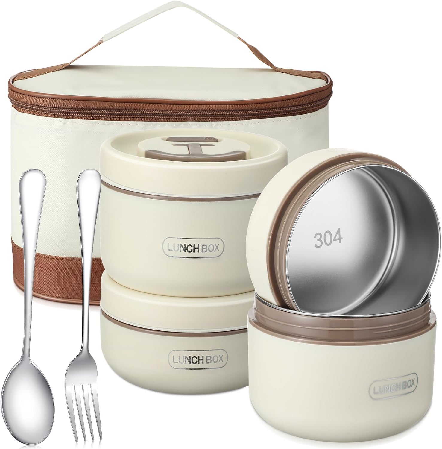 Amazon.com: Dandat 4 Pcs Insulated Bento Box Portable Stainless Steel ...