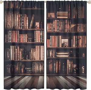 Amazon.com: Vintage Library Curtains Antique Bookshelves Education ...
