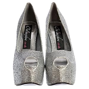 Silver Glitter Peep Toe Pump Silver Sparkle Peep Toe Heels Online