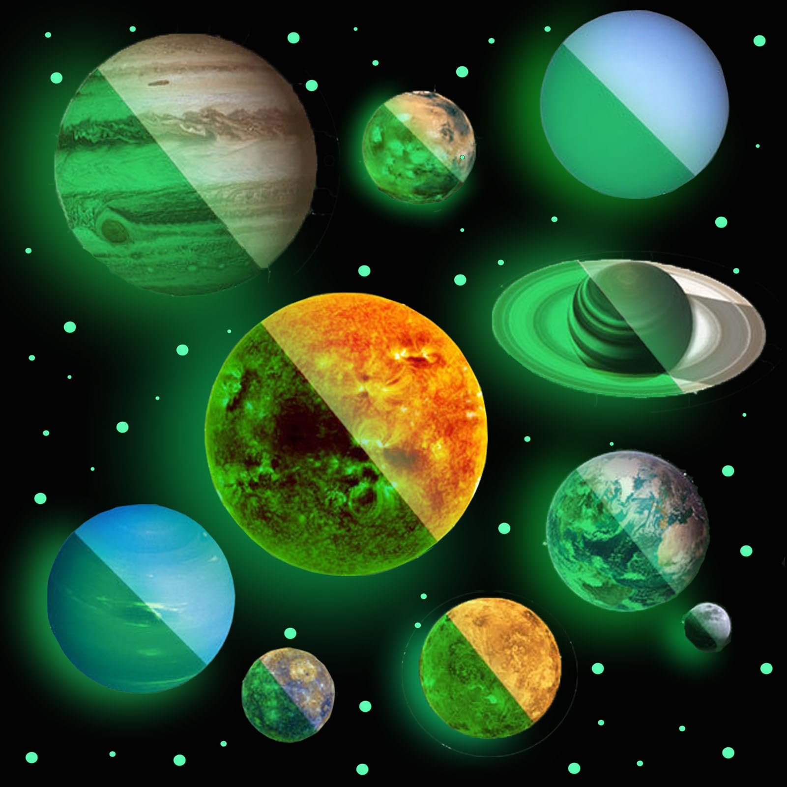 Glow Dark Walls With Solar System