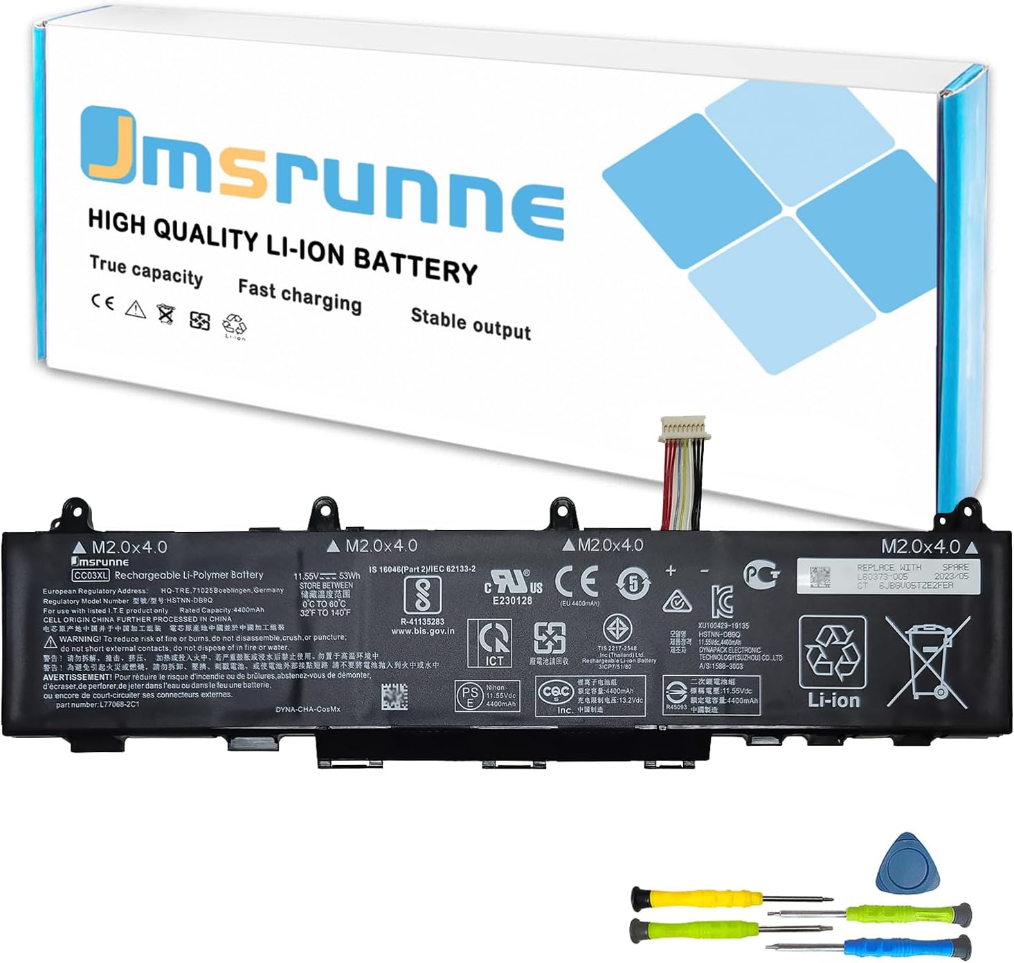 Amazon.com: Jmsrunne 53Wh CC03XL Laptop Battery Replacement for HP ...