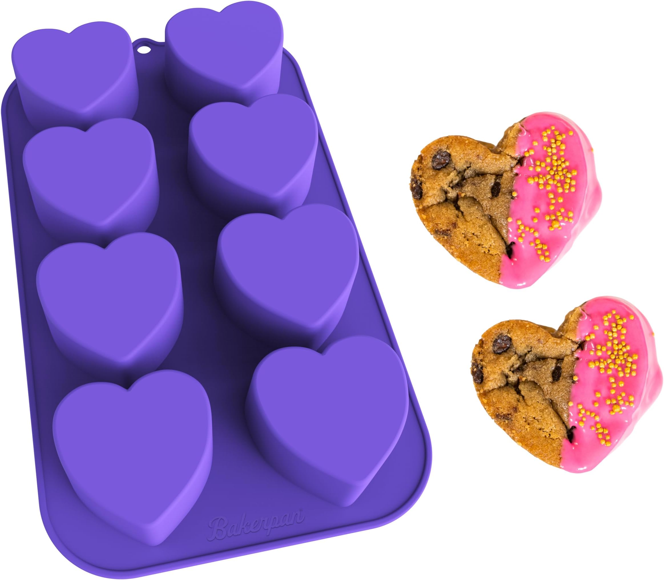 Amazon.com: Bakerpan Silicone Heart Mold for Baking, Mini Cake Heart ...