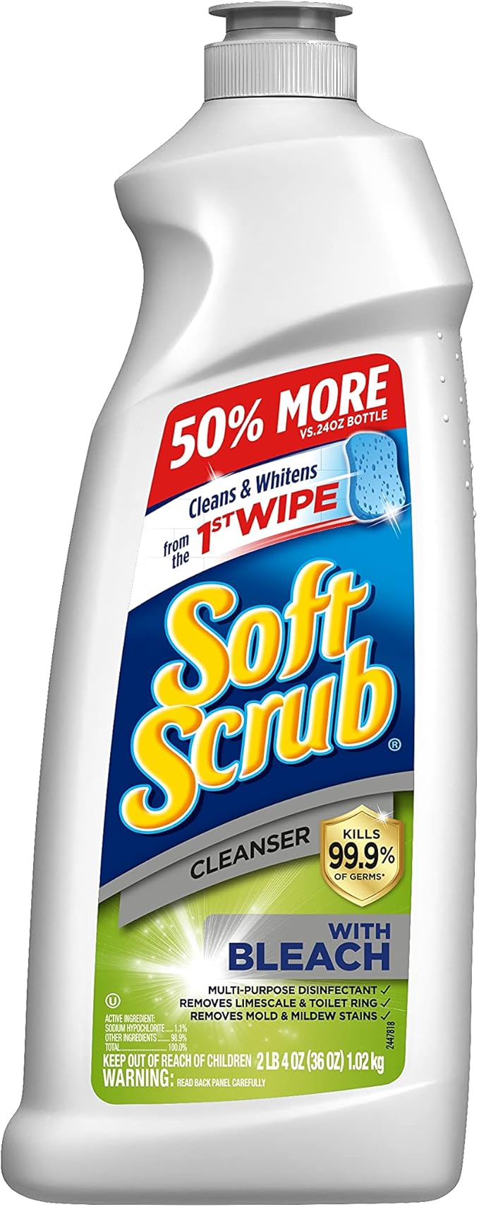 Amazon.com: Soft Scrub Antibacterial Multi-Purpose Cleanser with Bleach ...