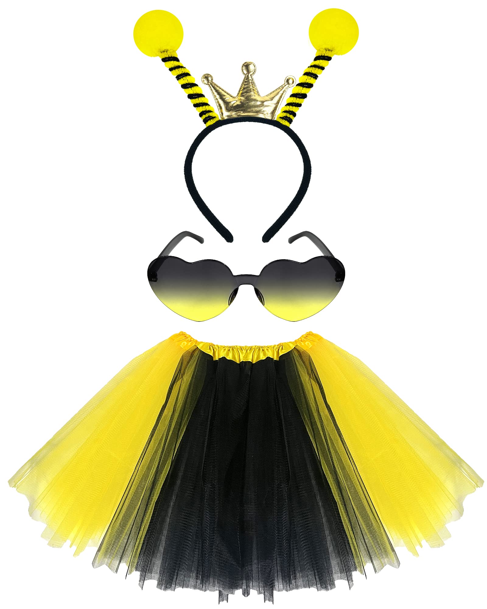 Amazon.com: Dolkoic Bee Tutu Costume Sets Bee Bopper Antenna Headband ...