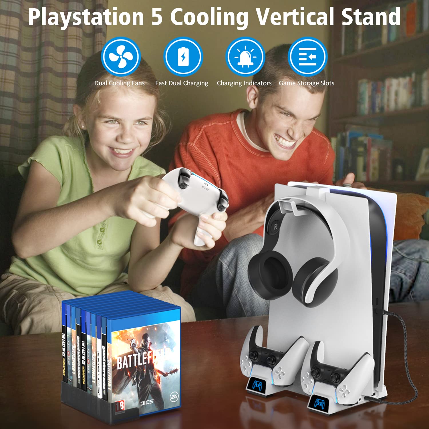 Buy PS5 Cooling Station with 3 Level Cooling Fan for PS5 Consoles ...