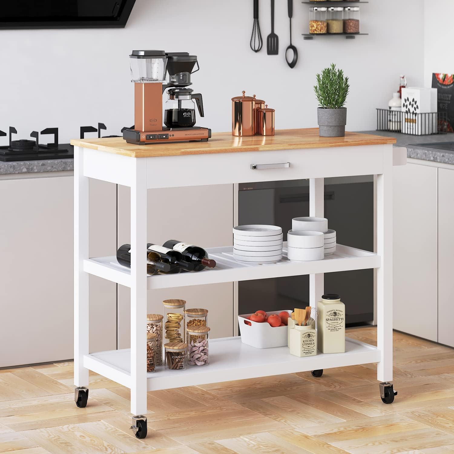 Amazon.com: Kitchen Island Carts on Wheels with Storage – Mobile ...