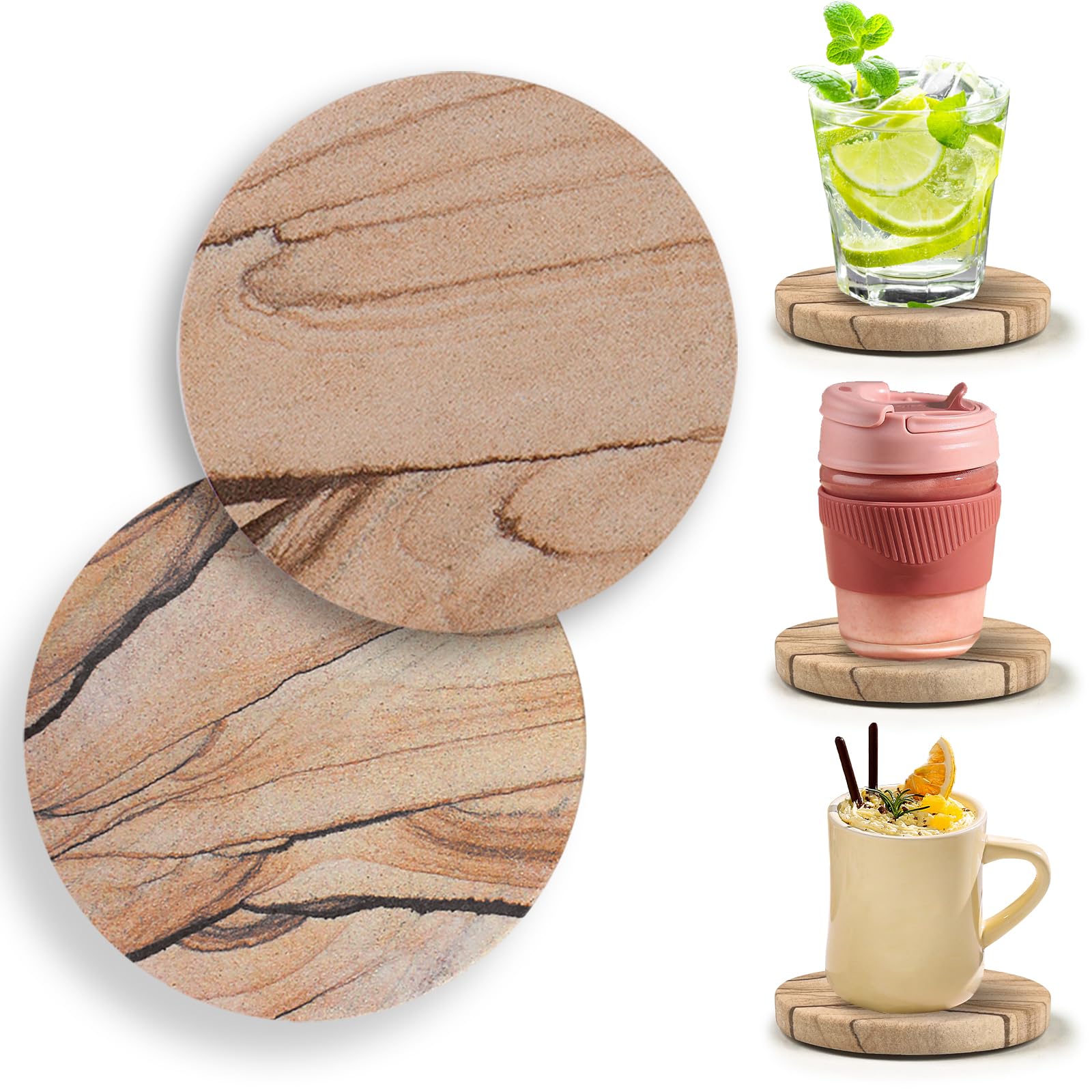 Amazon.com: Almagic Natural Sandstone Coasters Set of 2 (No Holder), 4 ...