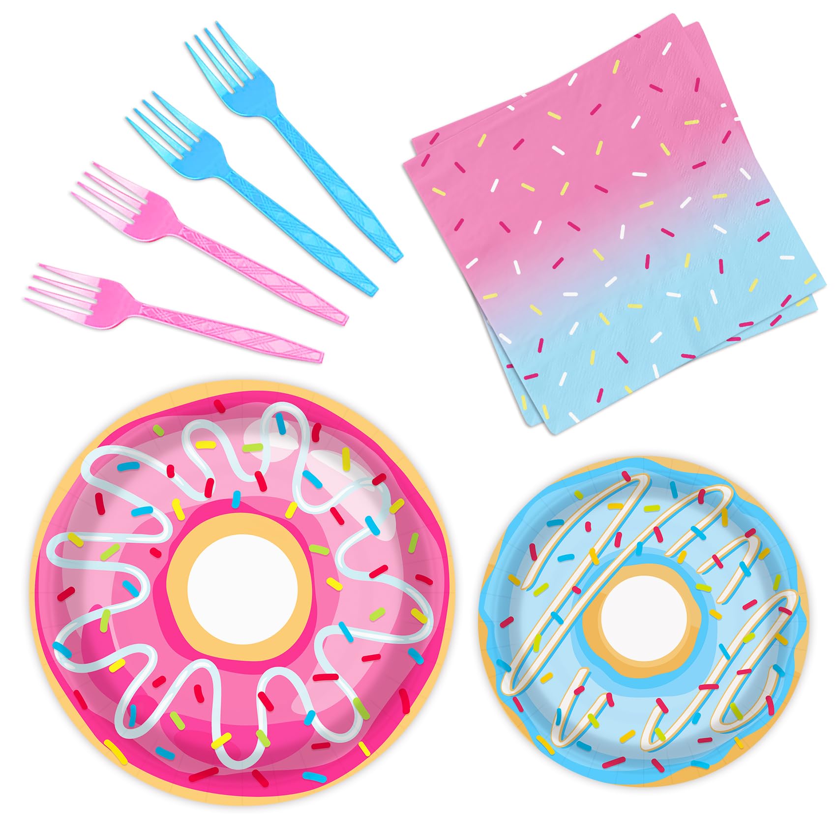 Amazon.com: 96 Pcs Donut Plates and Napkins Party Supplies Donut ...