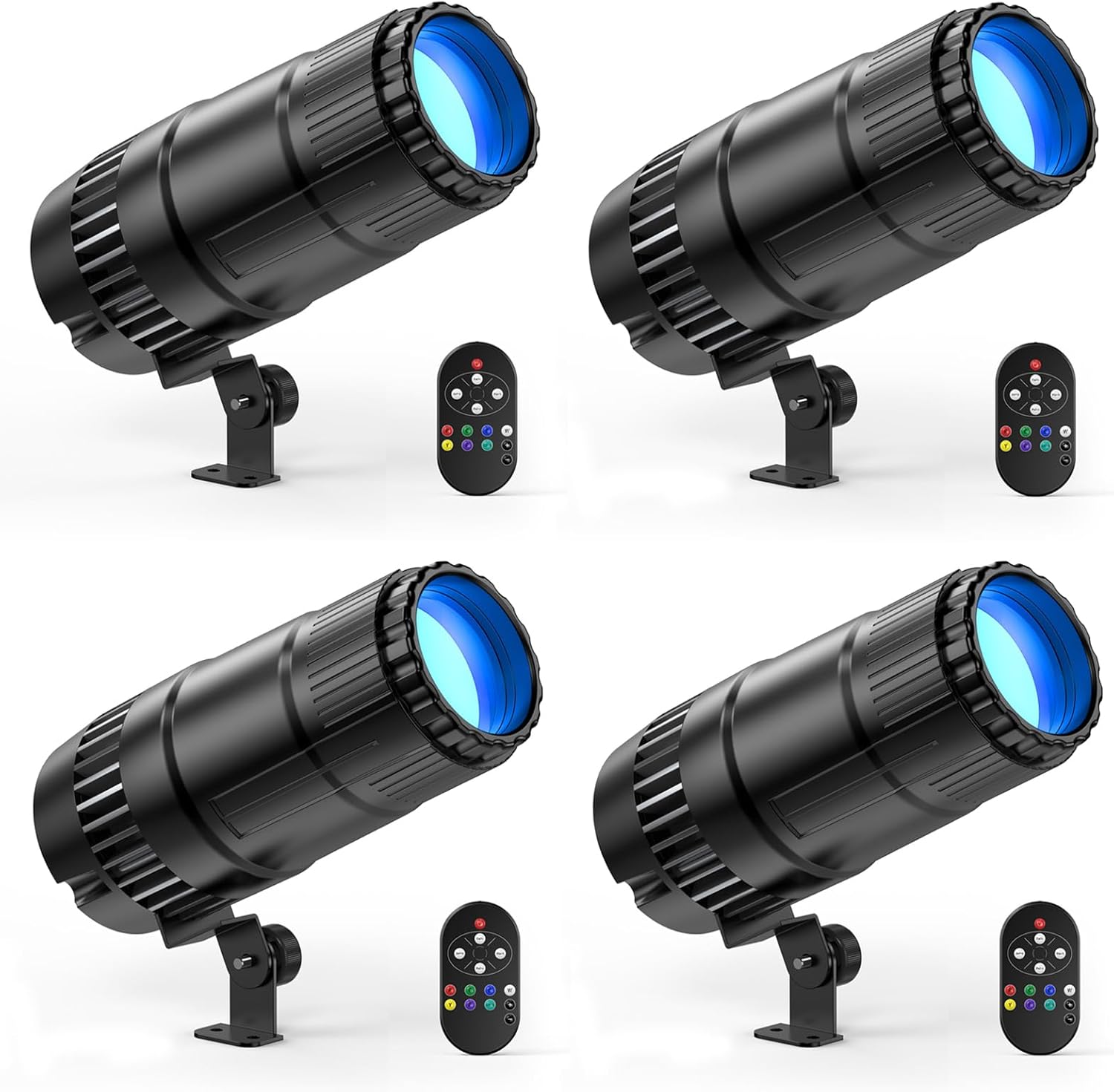 Amazon.com: 4 Pack 20W Pinspot Light with Remote,RGBWYP+Cyan LED Beam ...
