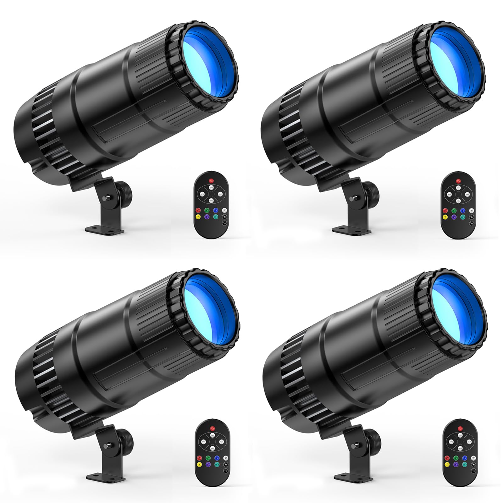 Amazon.com: 4 Pack 20W Pinspot Light with Remote,RGBWYP+Cyan LED Beam ...
