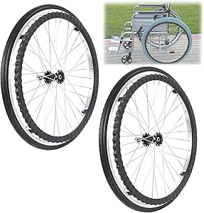 Wheelchair Caster Wheels Set of 2 24 Inch, Wheelchair Rear Wheel with ...