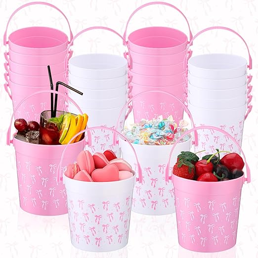 Amazon.com: Singhoow 24pcs Pink Bow Party Supplies 32oz Pink Bow ...