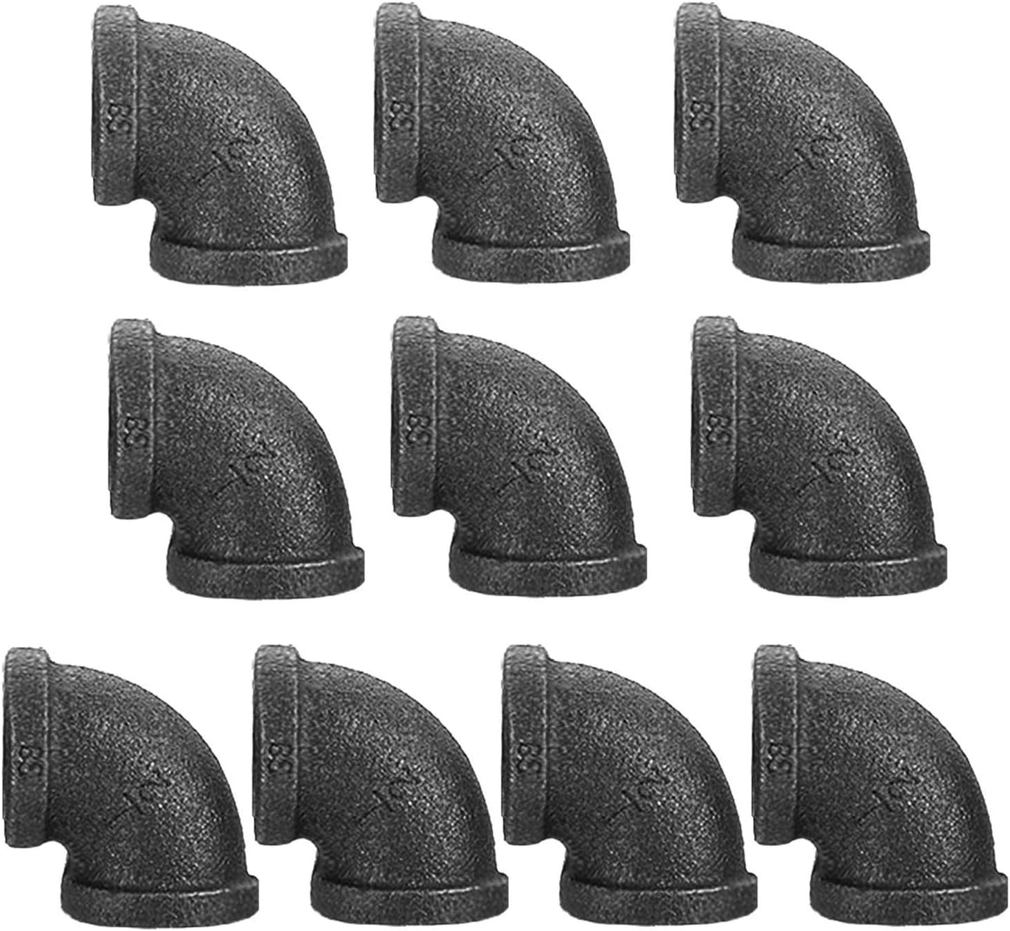 Amazon.com: 10 Pack 1/2" Pipe Elbow, CBTONE Black Cast Iron Elbow Pipe ...