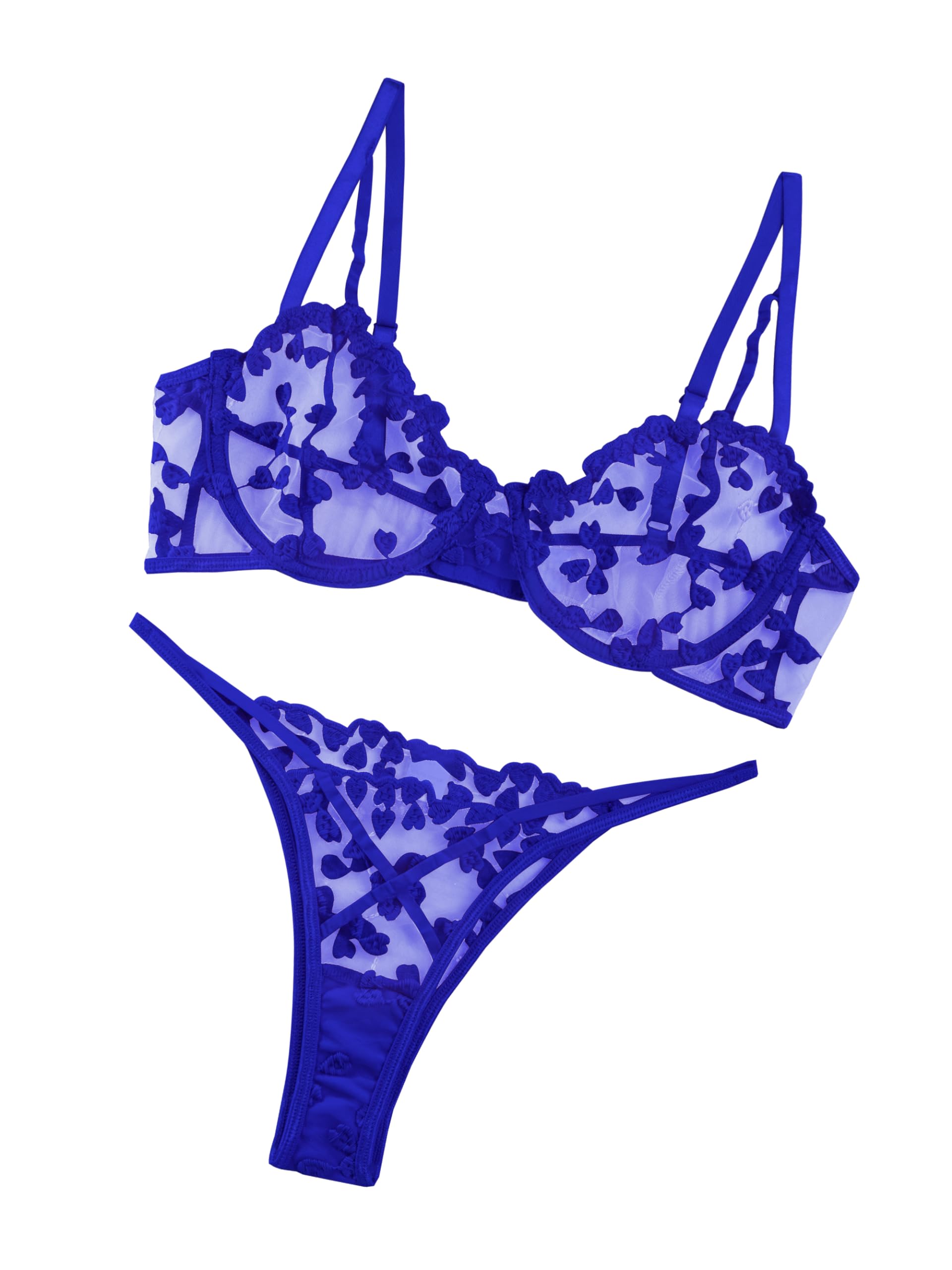 Snapklik.com : Sexy Cute Underwire Push Up Strappy Heart Embroidered ...