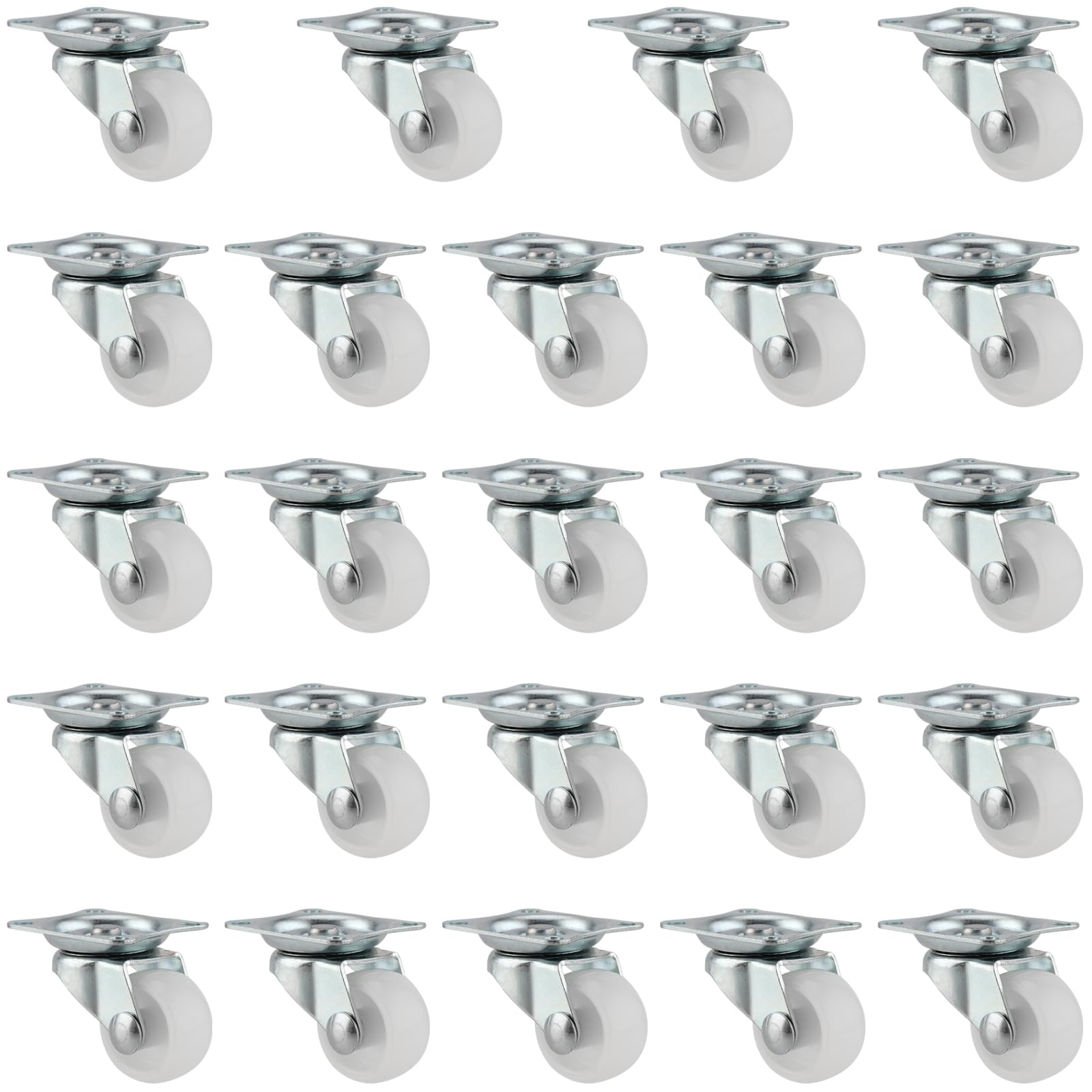 YUENPUN 24 PCS 1 Inch White Swivel Castor, White Furniture Caster ...