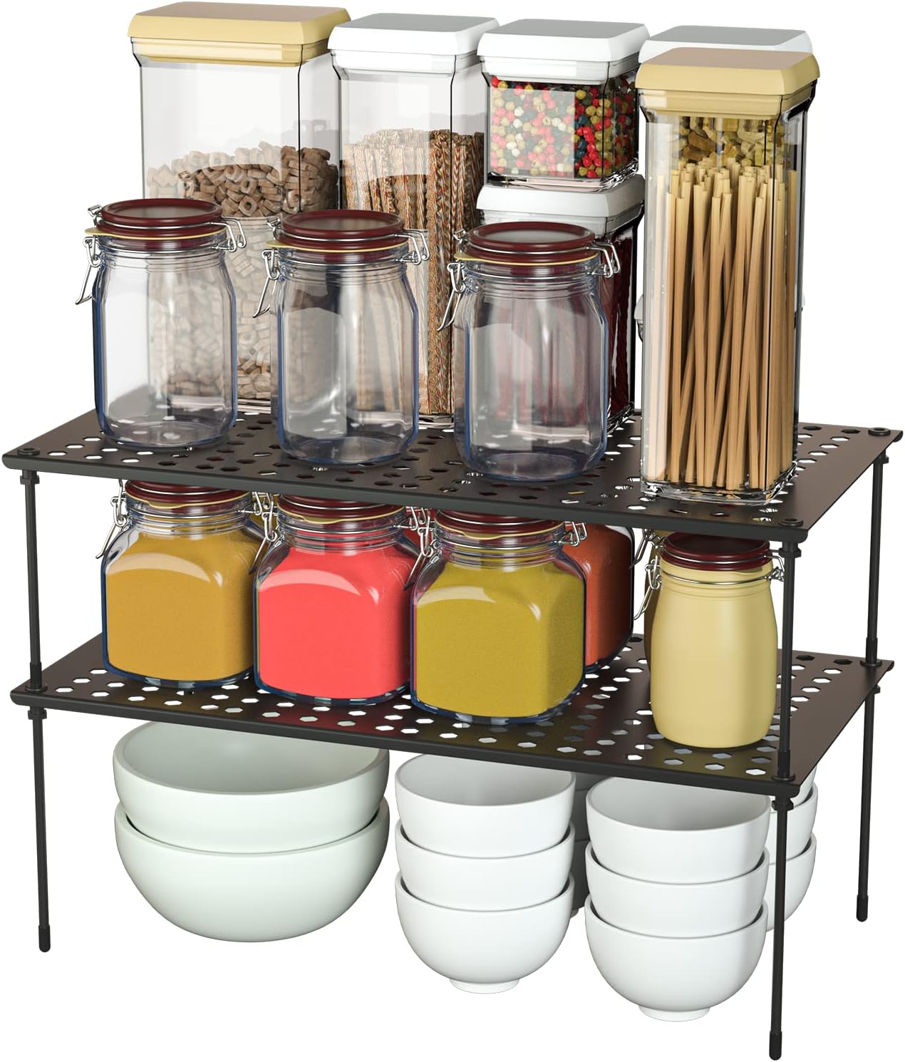 Amazon.com: VZINO Kitchen Cabinet Storage Shelves Organizer, Set of 2 ...