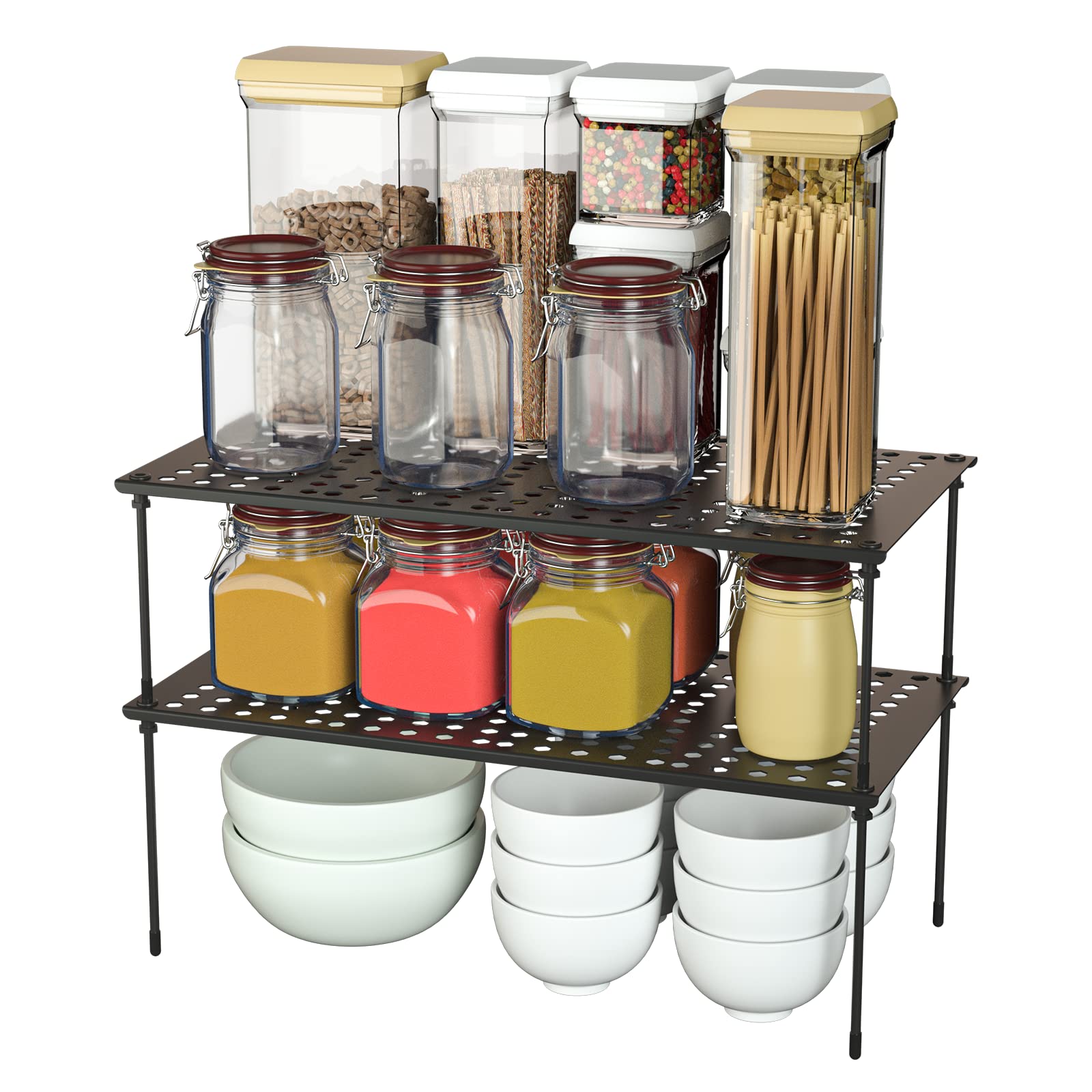 VZINO Kitchen Cabinet Storage Shelves Organizer, Set of 2 Shelf Risers ...