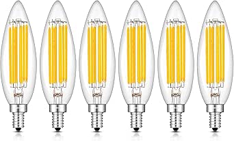 OMAYKEY 10W High Brightness Dimmable LED Candelabra Bulb 3000K Soft White, 90W Equivalent 900 ...