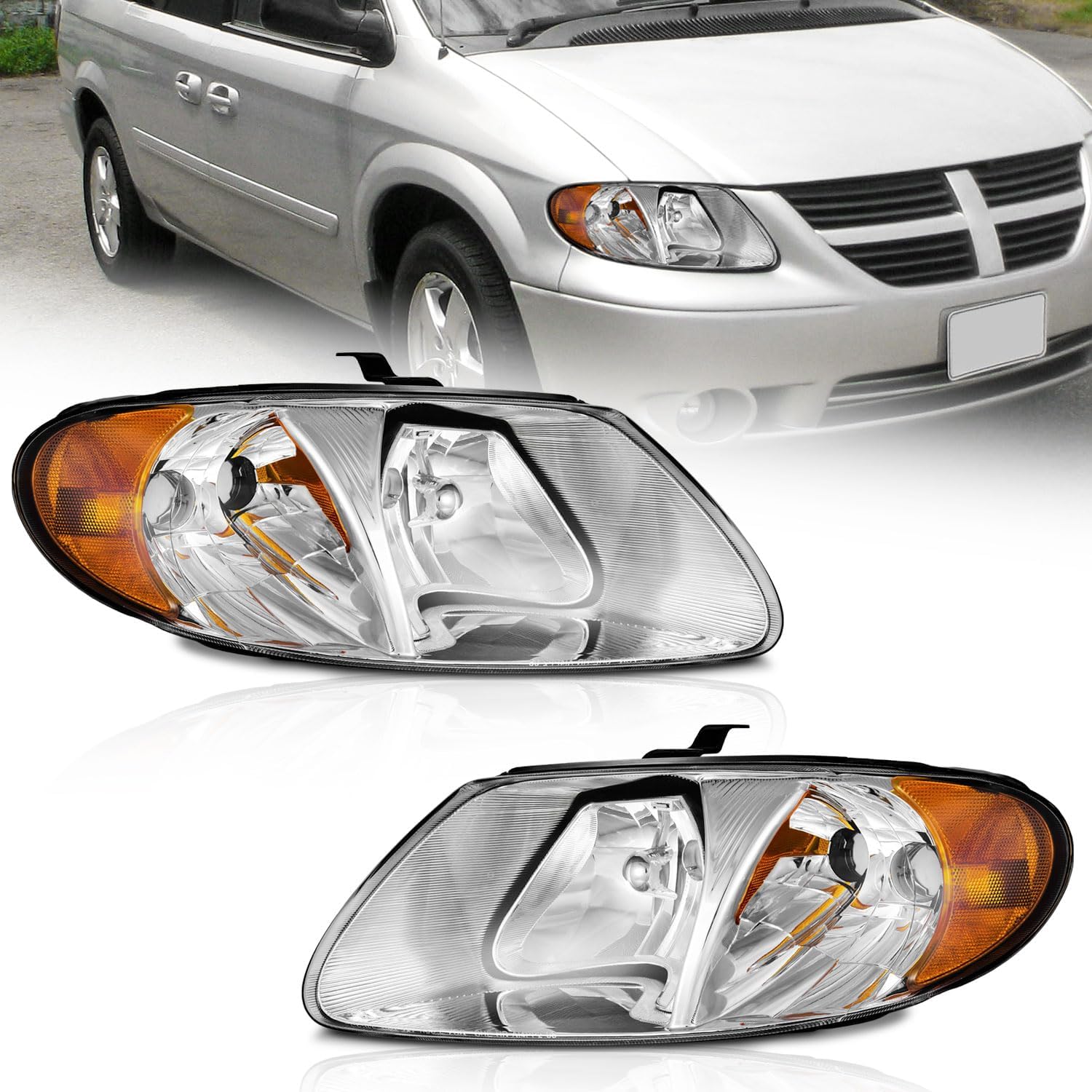 Amazon.com: WEELMOTO Headlights for 01-07 Dodge Caravan/Grand Caravan ...