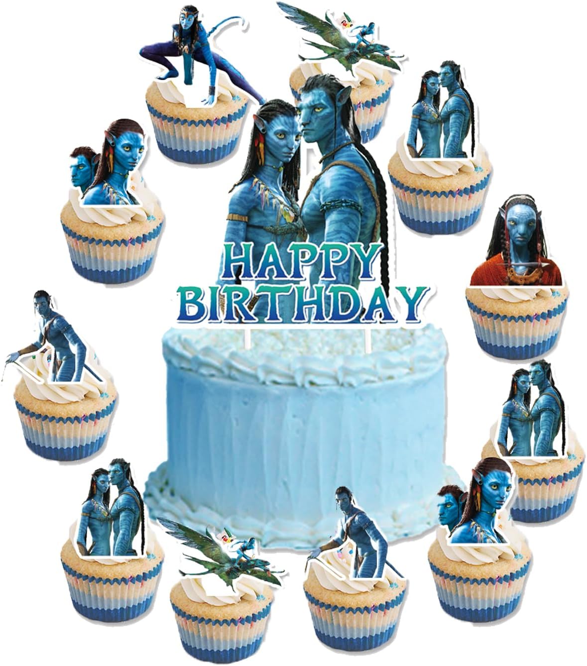 Amazon.com: 37 Pcs Birthday Cartoon Cake Topper and Cupcake Toppers Set ...