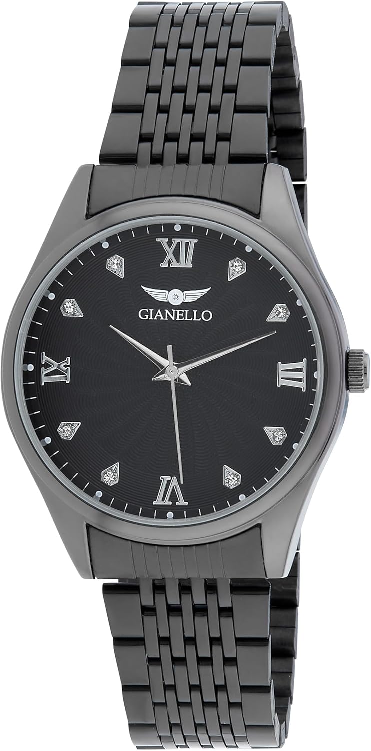 Amazon.com: Gianello Men's Genuine Diamond Dial Watch (Black Brillaire ...